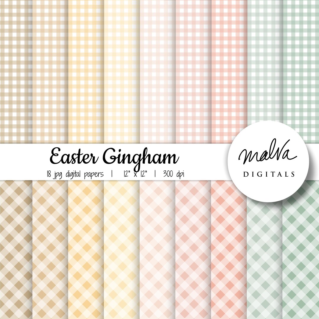 Pastel Easter Gingham Digital Paper Pack, Spring Gingham Digital ...