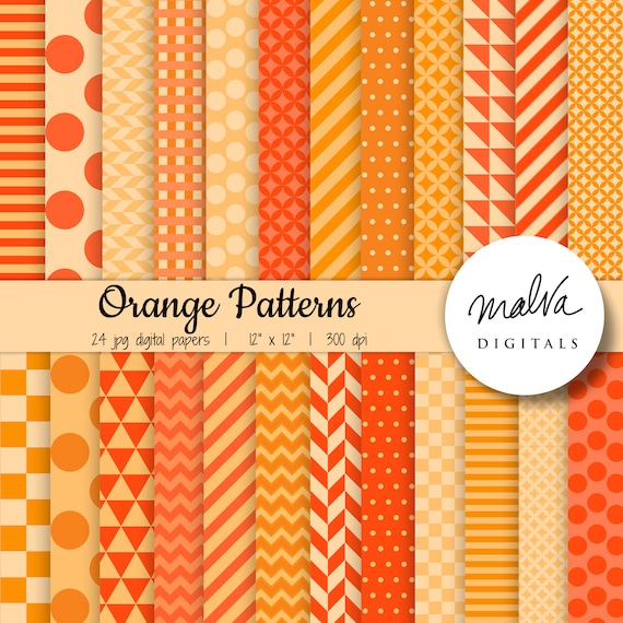 Orange Digital Paper Pack Orange Shades Orange Geometric | Etsy
