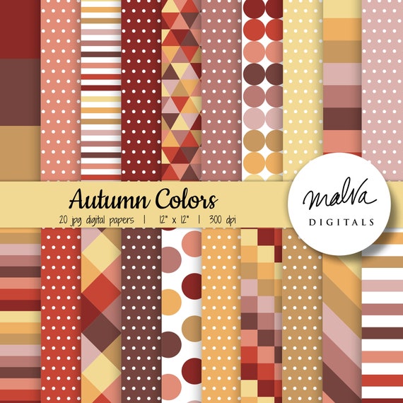 Autumn Colors Digital Paper Pack Fall Colors Digital | Etsy
