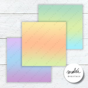 Pastel Ombre Digital Paper Pack, Digital Background, Pastel Rainbow ...
