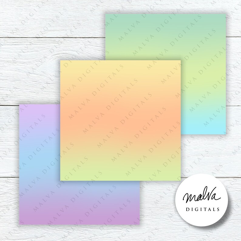 Pastel Ombre Digital Paper Pack, Digital Background, Pastel Rainbow ...