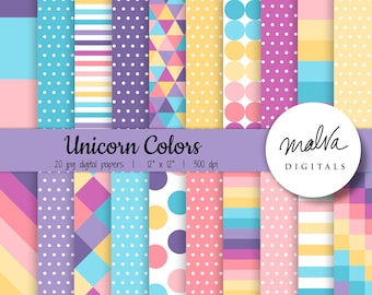 Unicorn Face Digital Paper Scrapbook Papers Background - Etsy