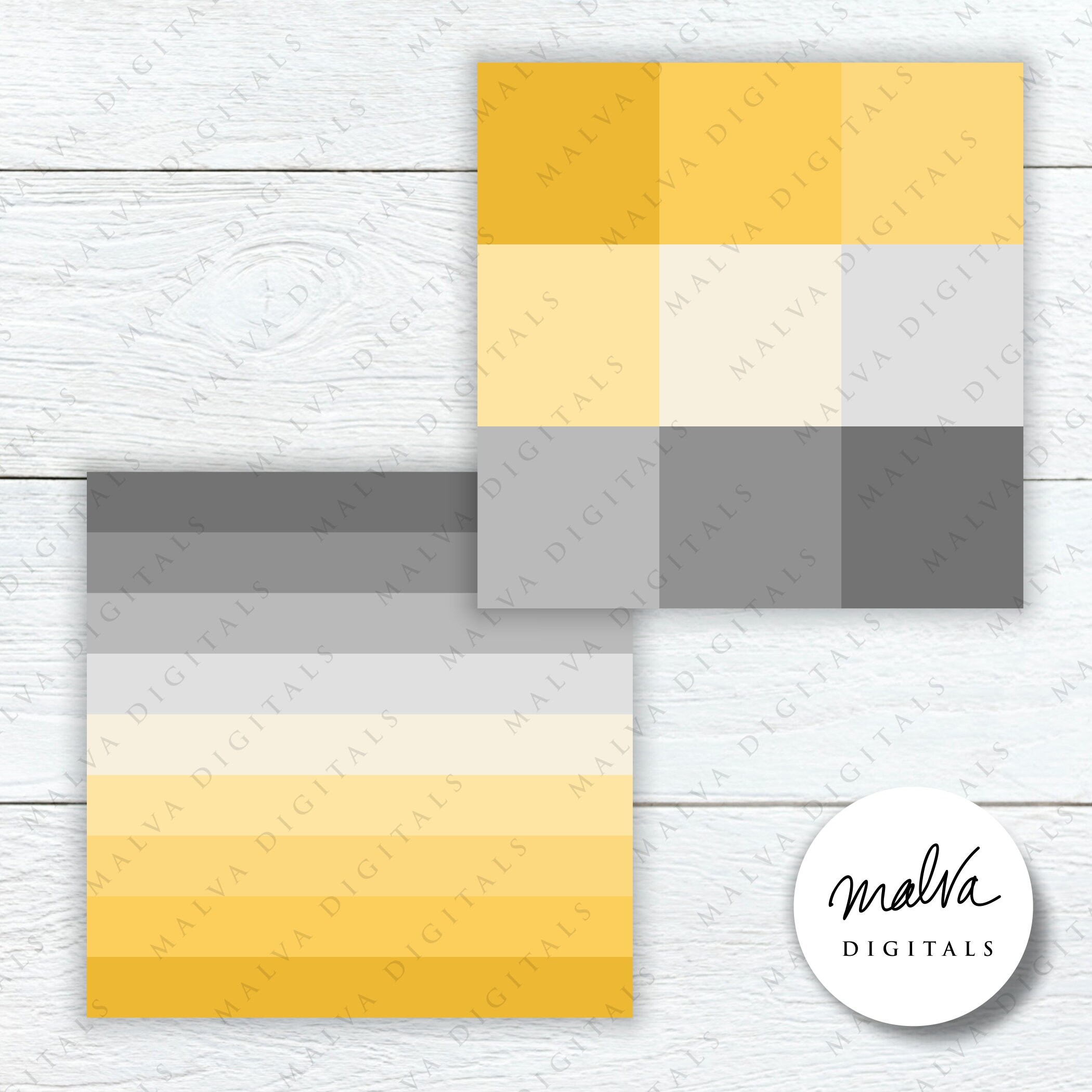 Yellow and Gray Digital Paper Pack, Yellow Shades, Gray Shades ...