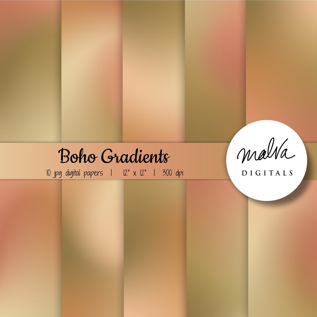 Earthy Boho Ombre Digital Paper Pack, Bohemian Digital Background ...
