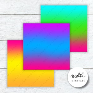 Neon Gradient Digital Paper Pack, Digital Background, Scrapbook Paper ...