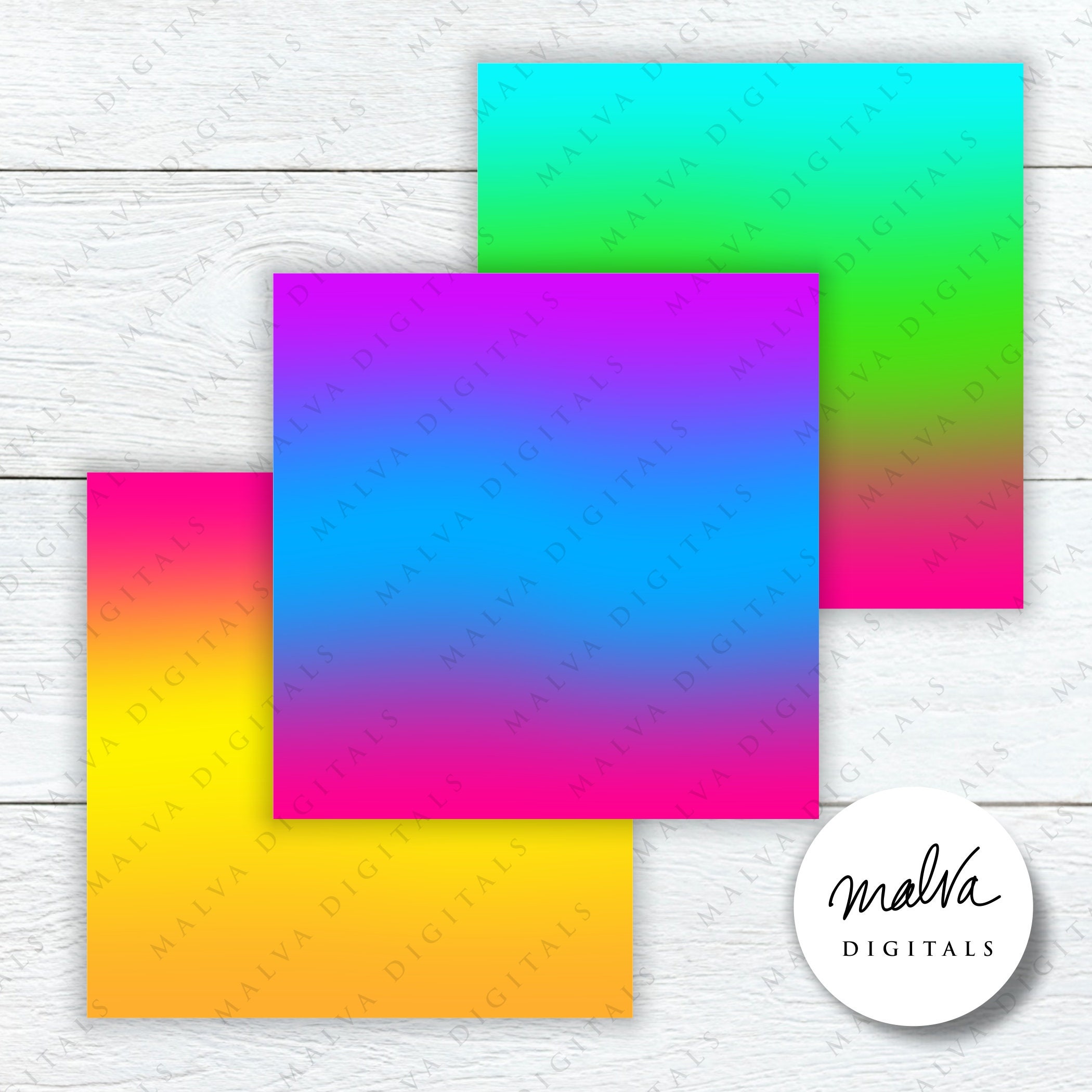 Neon Gradient Digital Paper Pack, Digital Background, Scrapbook Paper ...