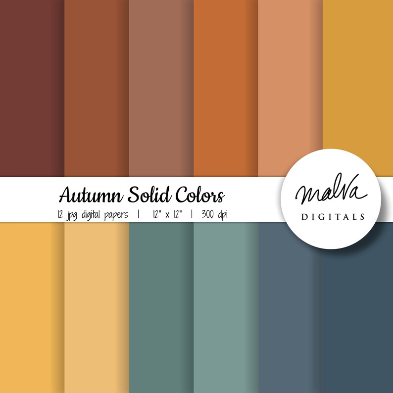BUNDLE Autumn Solid Colors Digital Paper Packs, Fall Colors ...