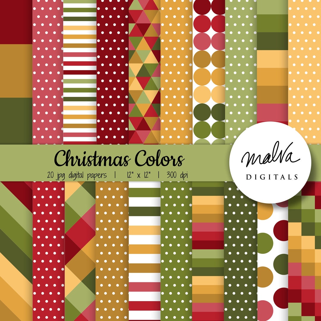 Christmas Digital Paper Pack, Vintage Retro Digital Scrapbook Paper ...