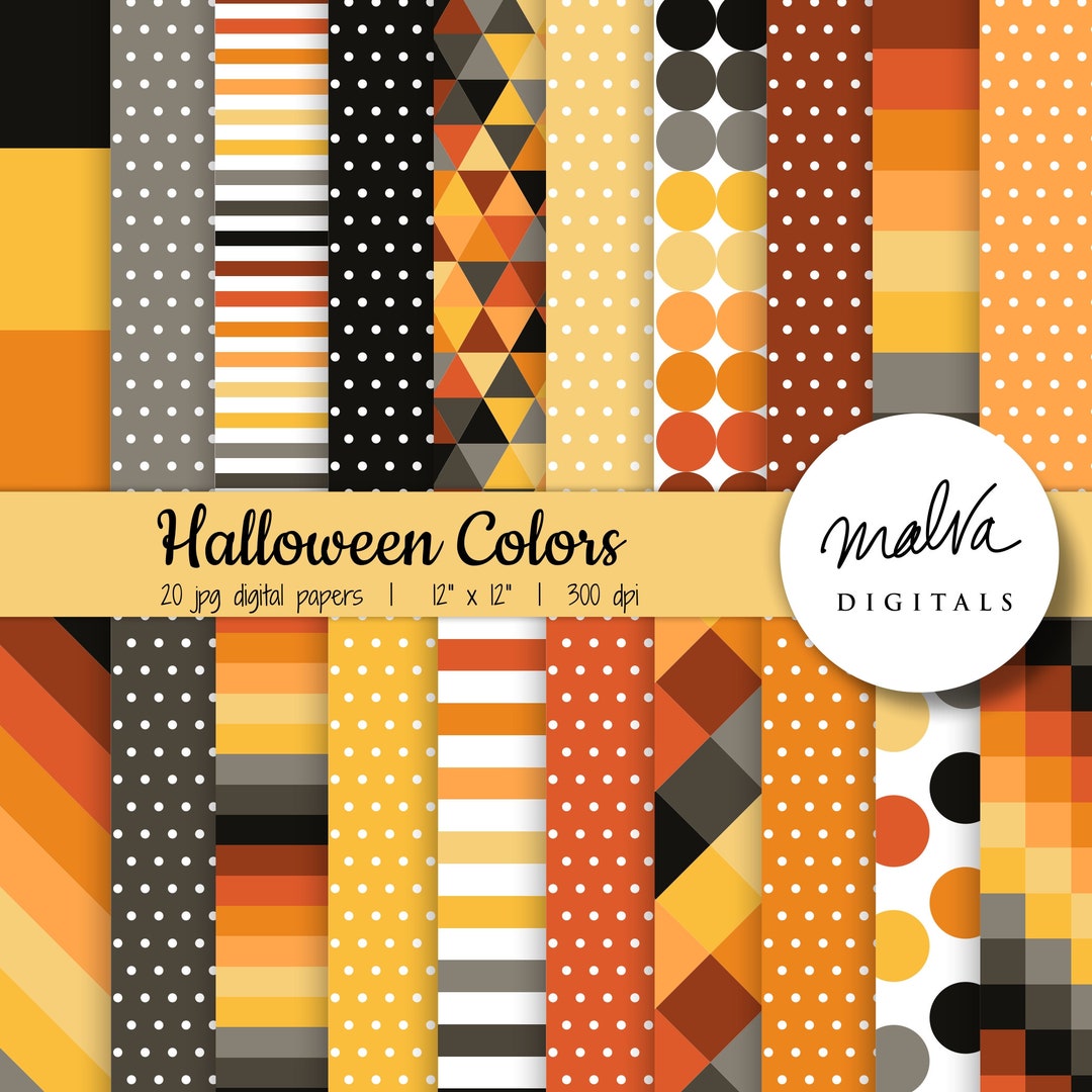 Halloween Digital Paper Pack, Orange and Black Scrapbook Paper, Autumn ...