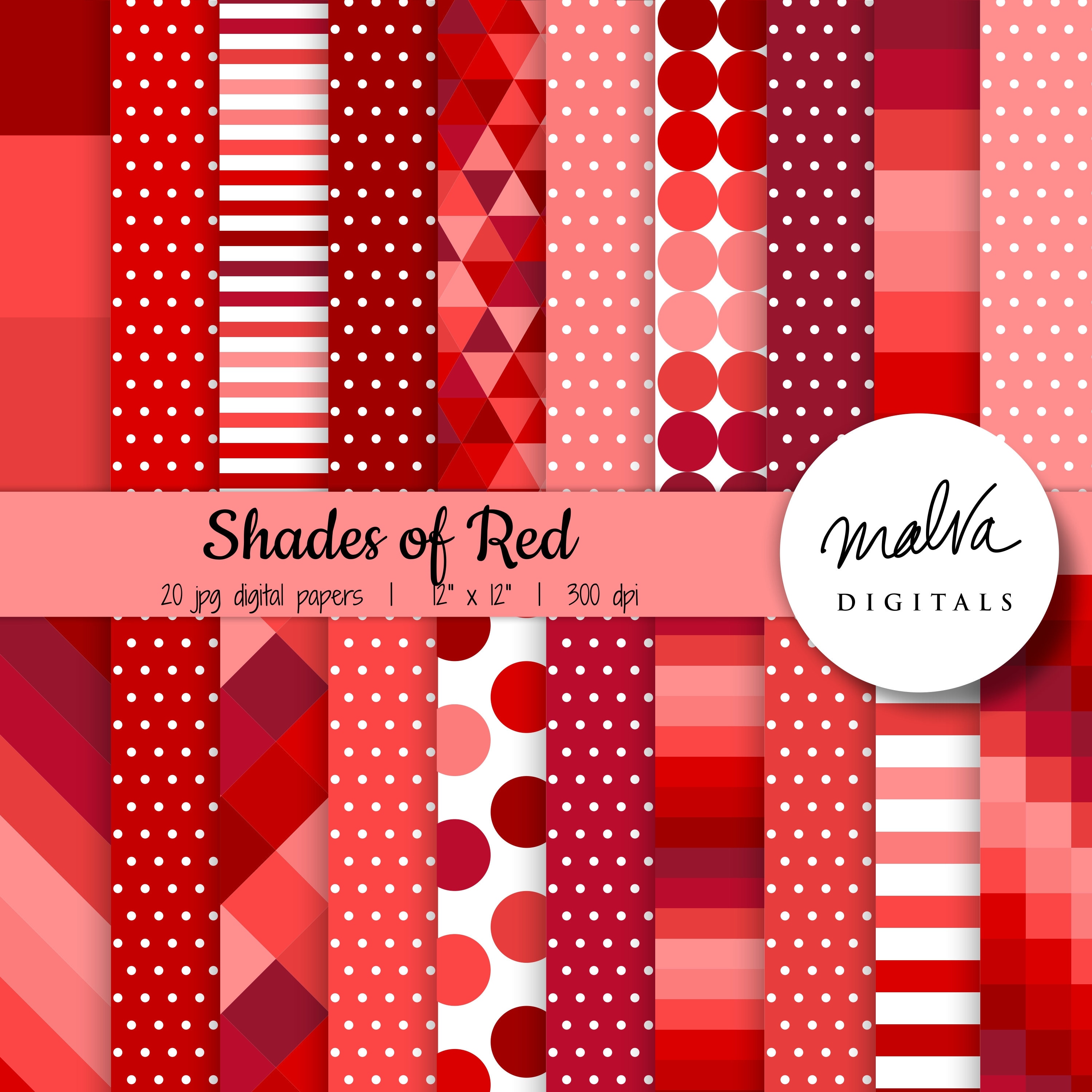 Red Digital Paper Pack, Maroon Shades, Dark Red Scrapbook Paper ...