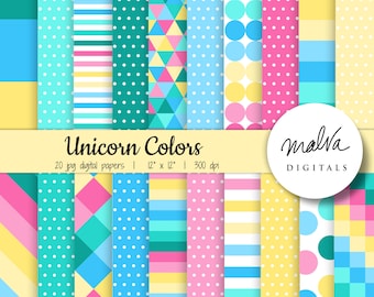 Unicorn Face Digital Paper Scrapbook Papers Background - Etsy