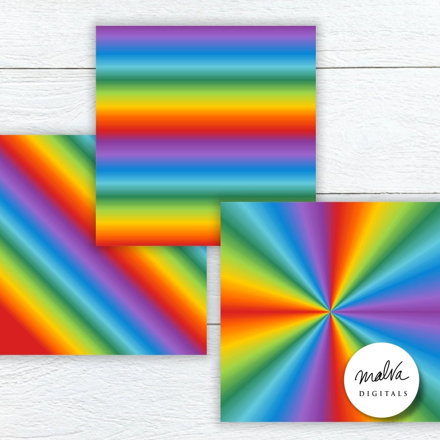 Rainbow Ombre Digital Paper Pack Rainbow Gradient Digital - Etsy