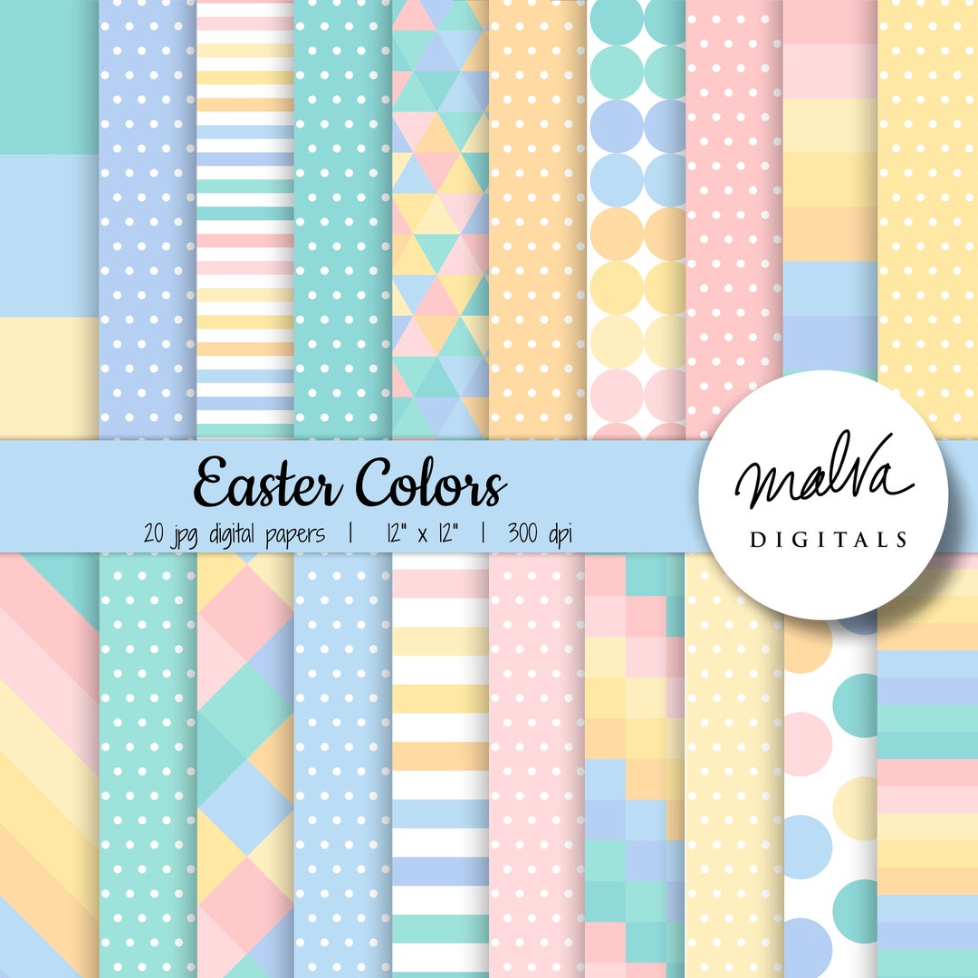Pastel Easter Colors Digital Paper Pack, Spring Digital Paper ...