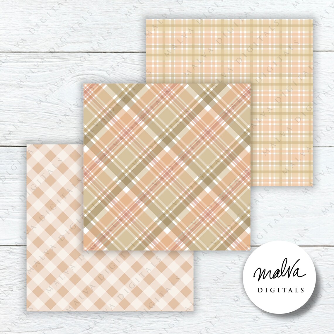 Summer Plaids Digital Paper Pack, Bohemian Plaids Digital Background ...