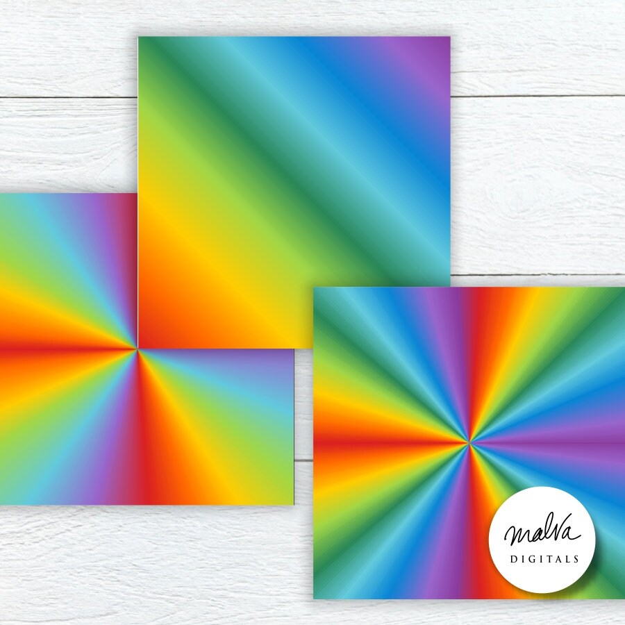 Rainbow Ombre Digital Paper Pack Rainbow Gradient Digital - Etsy