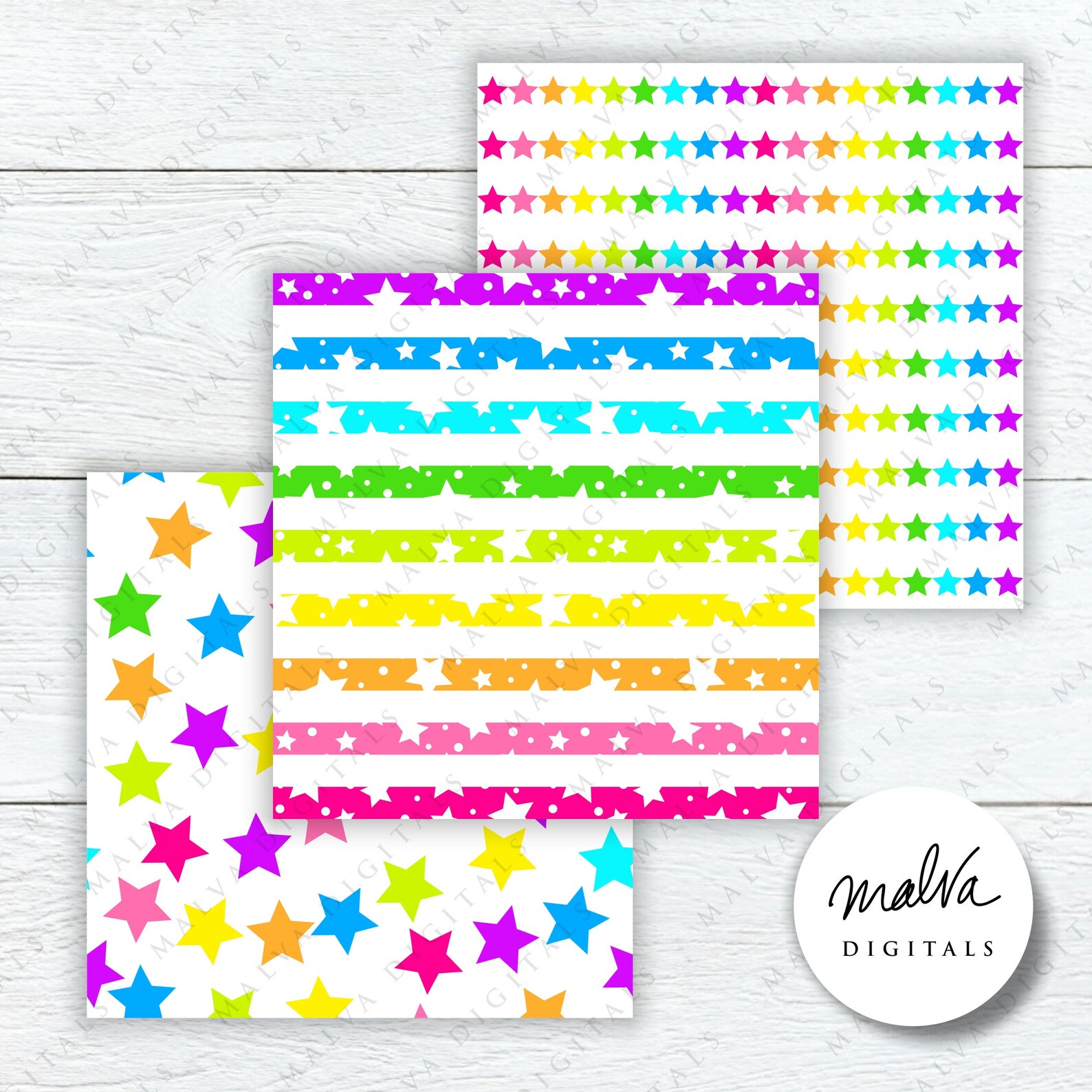 Neon Digital Paper Pack Bright Colors Digital Scrapbook - Etsy