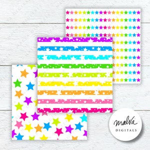Neon Digital Paper Pack, Bright Colors Digital Scrapbook Paper ...
