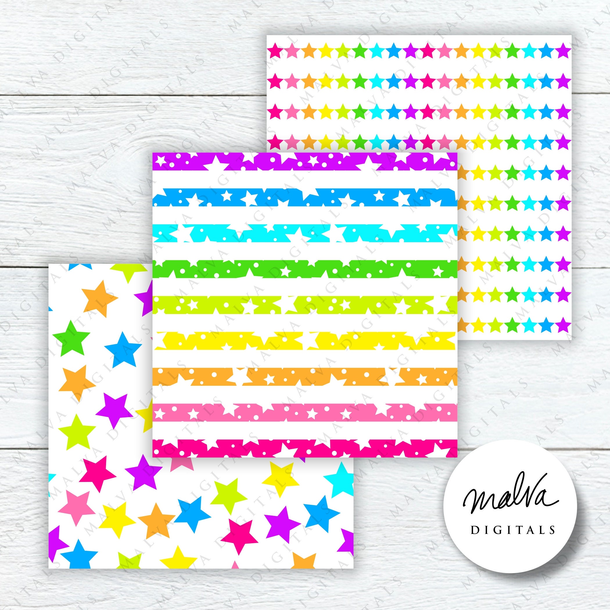 Neon Digital Paper Pack Bright Colors Digital Scrapbook - Etsy