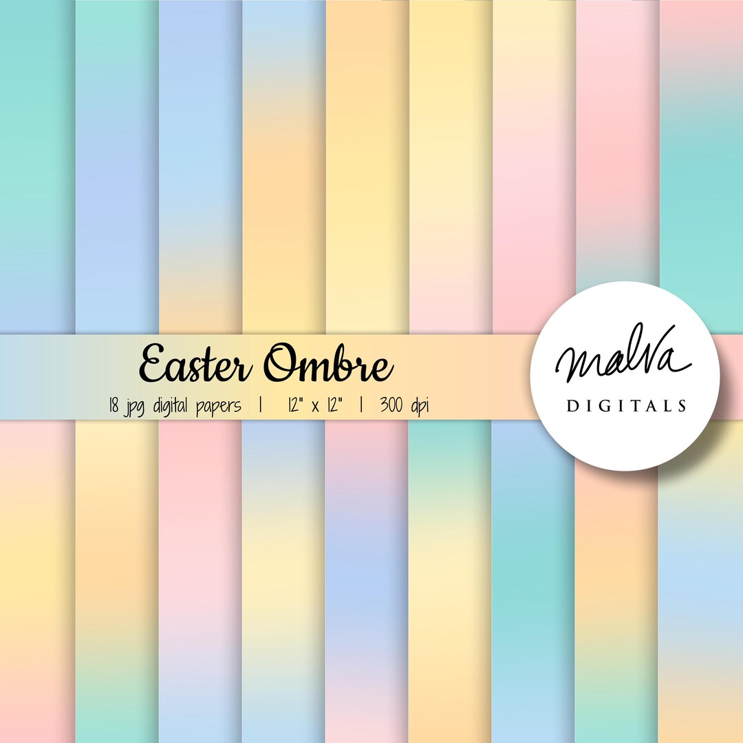 Pastel Easter Gradients Digital Paper Pack, Sweet Ombre Digital ...