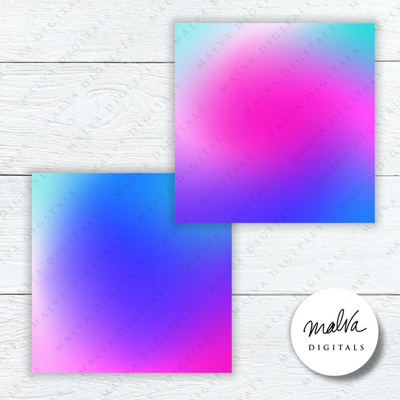 Holographic Gradient Digital Paper Pack, Digital Background, Bright ...