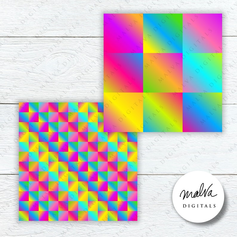 Neon Colors Digital Paper Pack Bright Colors Scrapbook Paper | Etsy