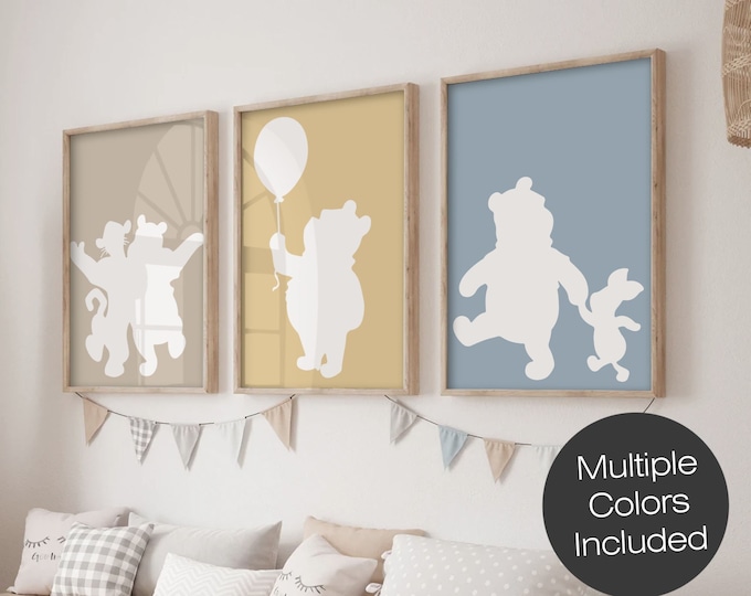Winnie the Pooh Art Print Set of 3, Wall Print, Playroom Story Nursery ...