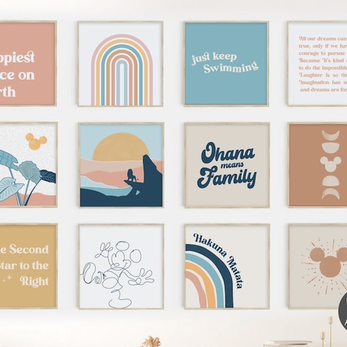 Mickey Neutral Rainbow Wall Art Set of 3 Prints Dreams Come - Etsy