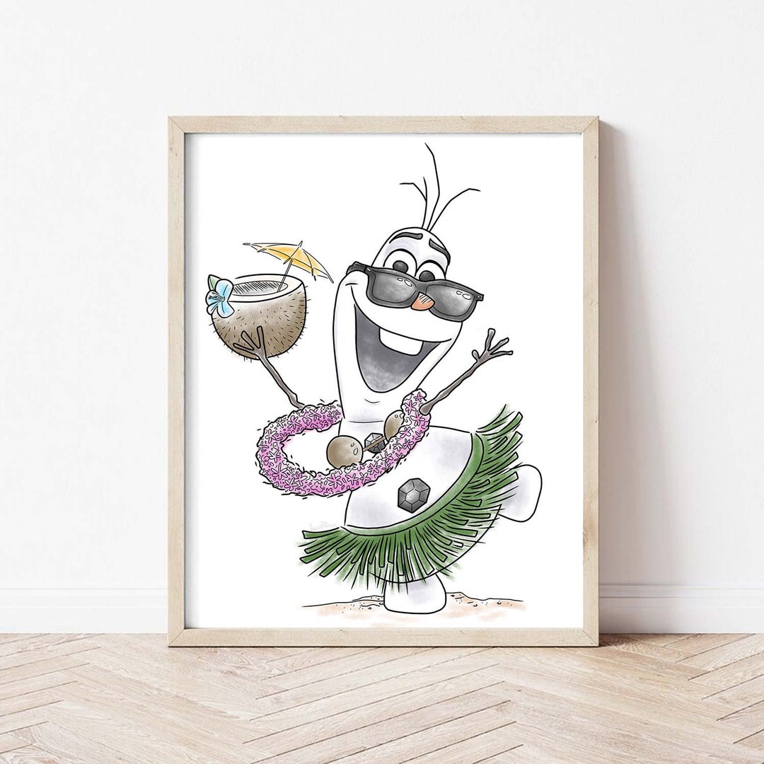 Olaf Summer Hula Art Print, Frozen Wall Art, Olaf Summer Tropical ...