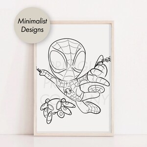 Spidey and Friends Line Art Set of 3 Prints, Spiderman Nursery Art ...