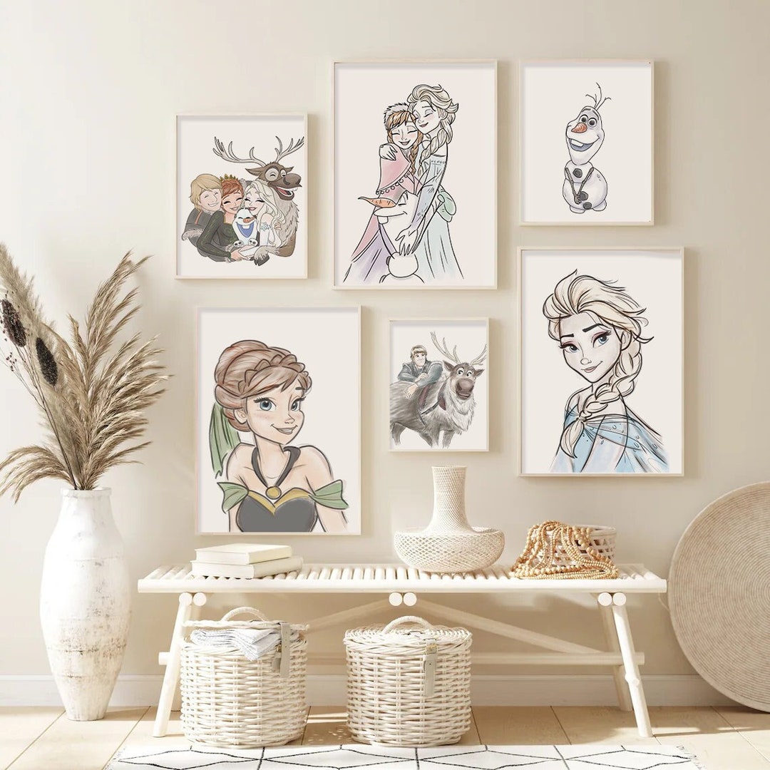 Frozen Wall Art Set of 6, Elsa Anna Olaf Sven and Kristoff Frozen ...