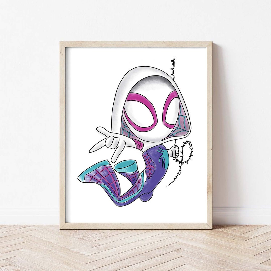 Spidey and Friends Ghost Spider Art Print, Avengers Nursery Art, Kids ...