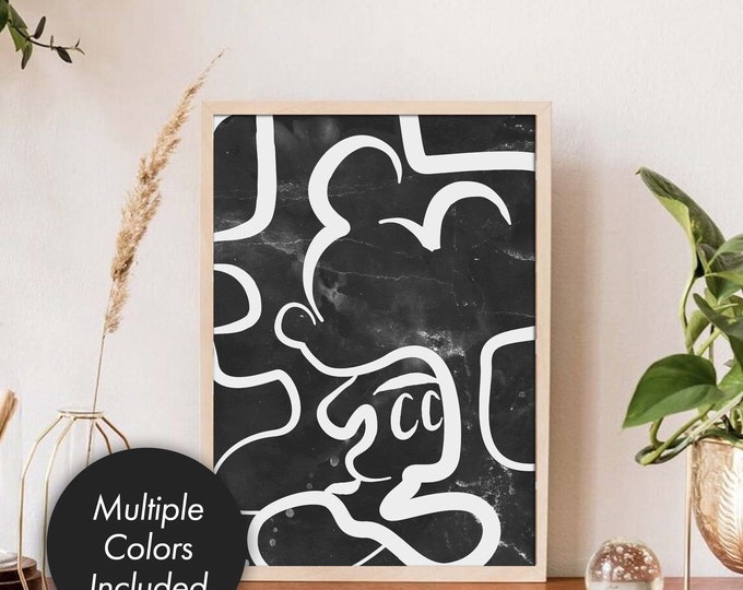 Mickey Abstract Art, Black Magic Kingdom Boho Print Wall Art, Texture ...