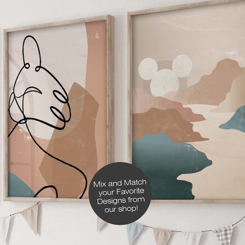 Mickey Abstract Art Gallery Art Bundle Set of 8 Boho Print - Etsy