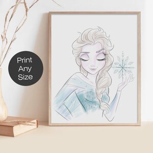Elsa Ice Princess Watercolor Art, Princess Frozen Art, Princess Art ...