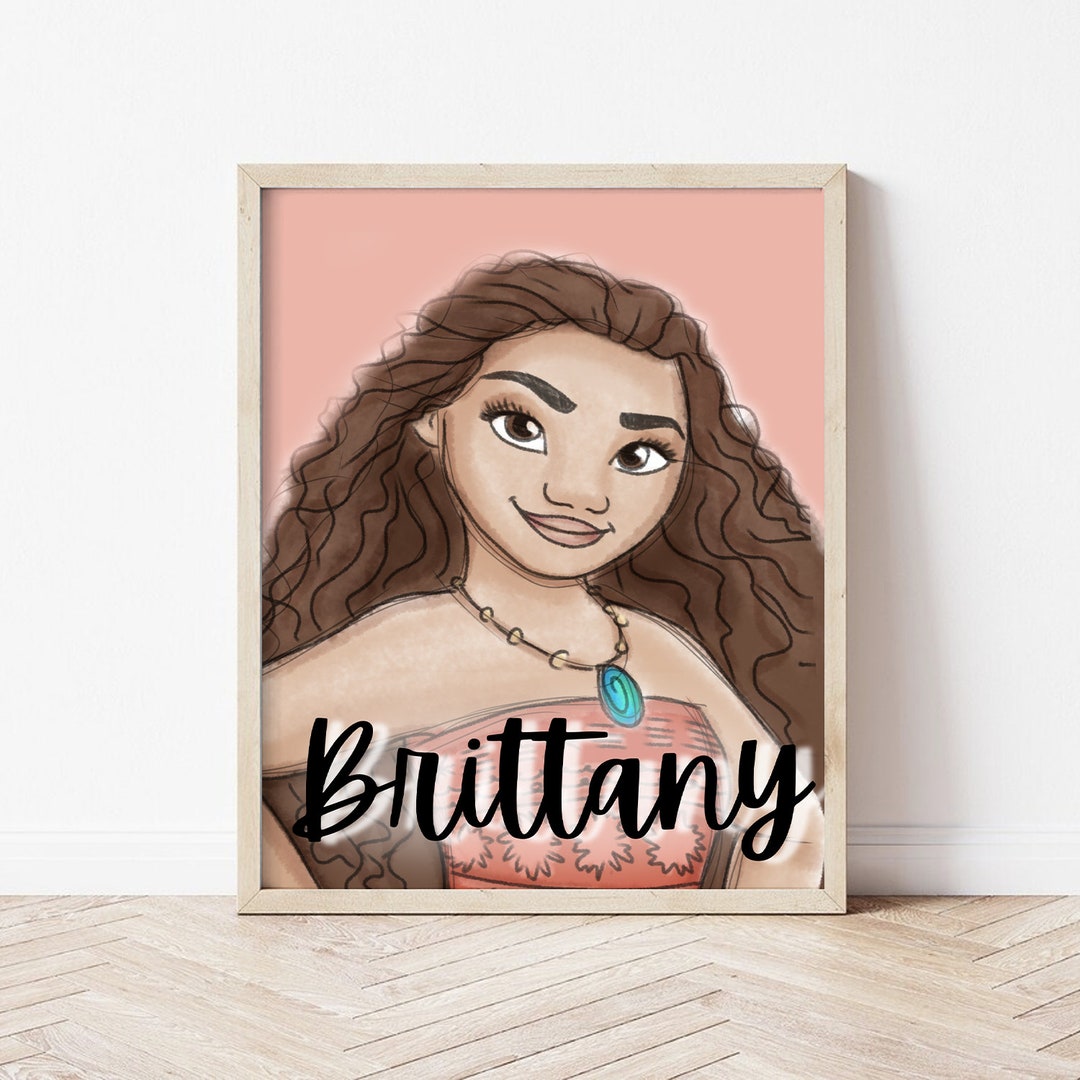 Moana Name Art Custom Princess Art Colorful Wall Print - Etsy