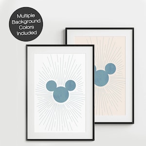 Mickey Mouse Art, Minimalist Wall Art, Sage Green, Black and Beige ...