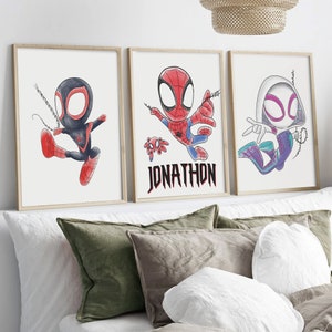 Personalized Spiderman Art Set Of 3, Spiderman Name Art, Digital