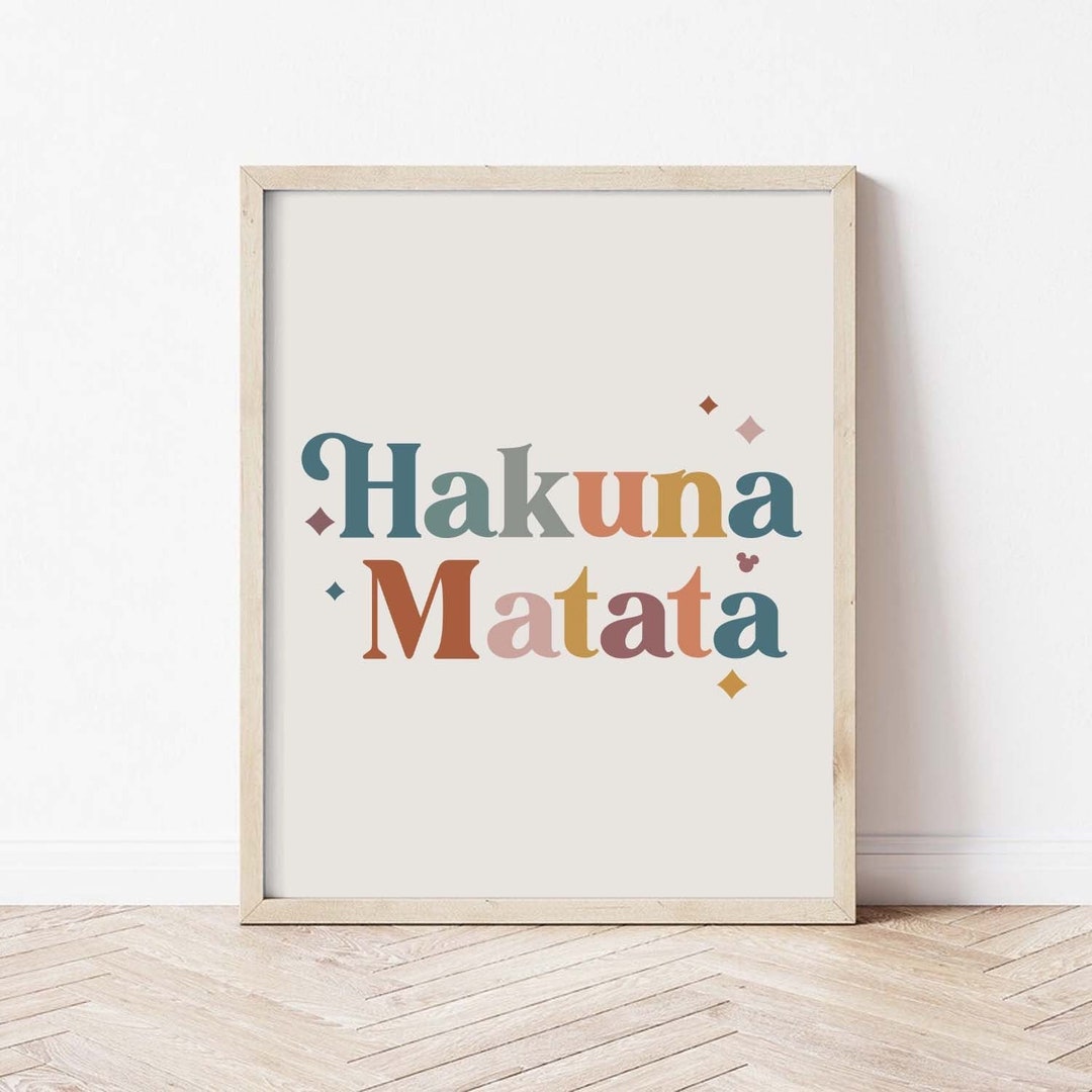Lion King Hakuna Matata Printable Wall Art, Kid Room Art, Rainbow Earth ...