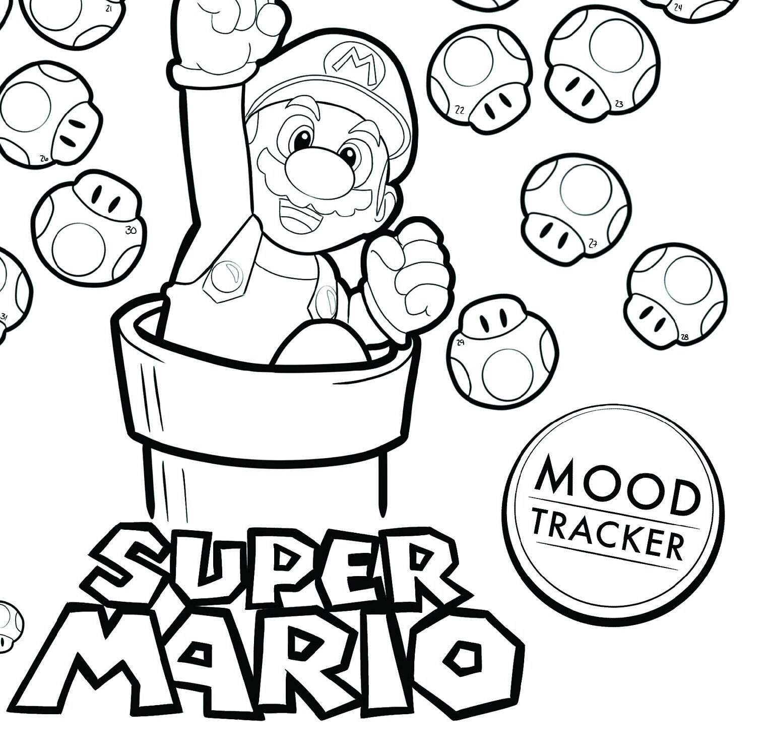 Nintendo Super Mario Mood Tracker Mario Mushroom Bullet | Etsy