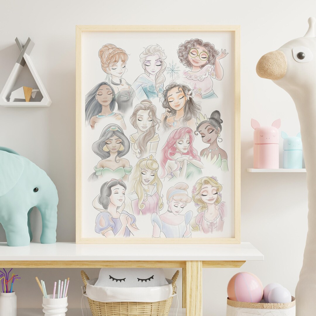 Watercolor Princesses Art Print, Girls Nursery Art, Princess Art, Belle ...