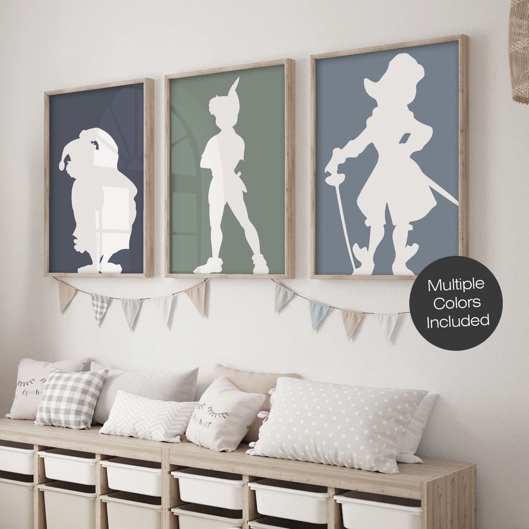 Peter Pan, Captain Hook and Mr. Smee Silhouette Art Prints, Set of 3 ...