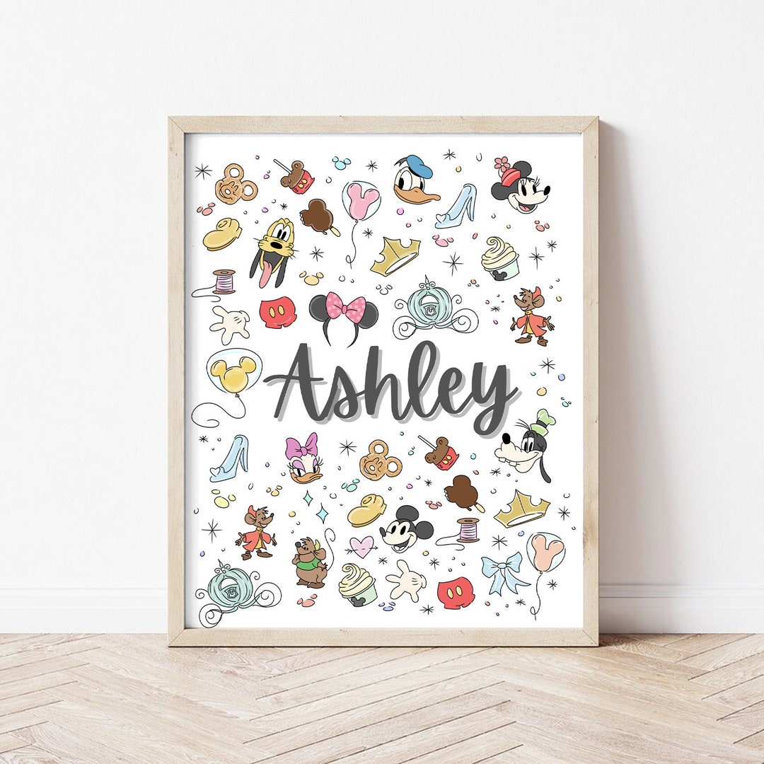 Mickey Mouse Custom Name Art Personalized Magic Kingdom - Etsy