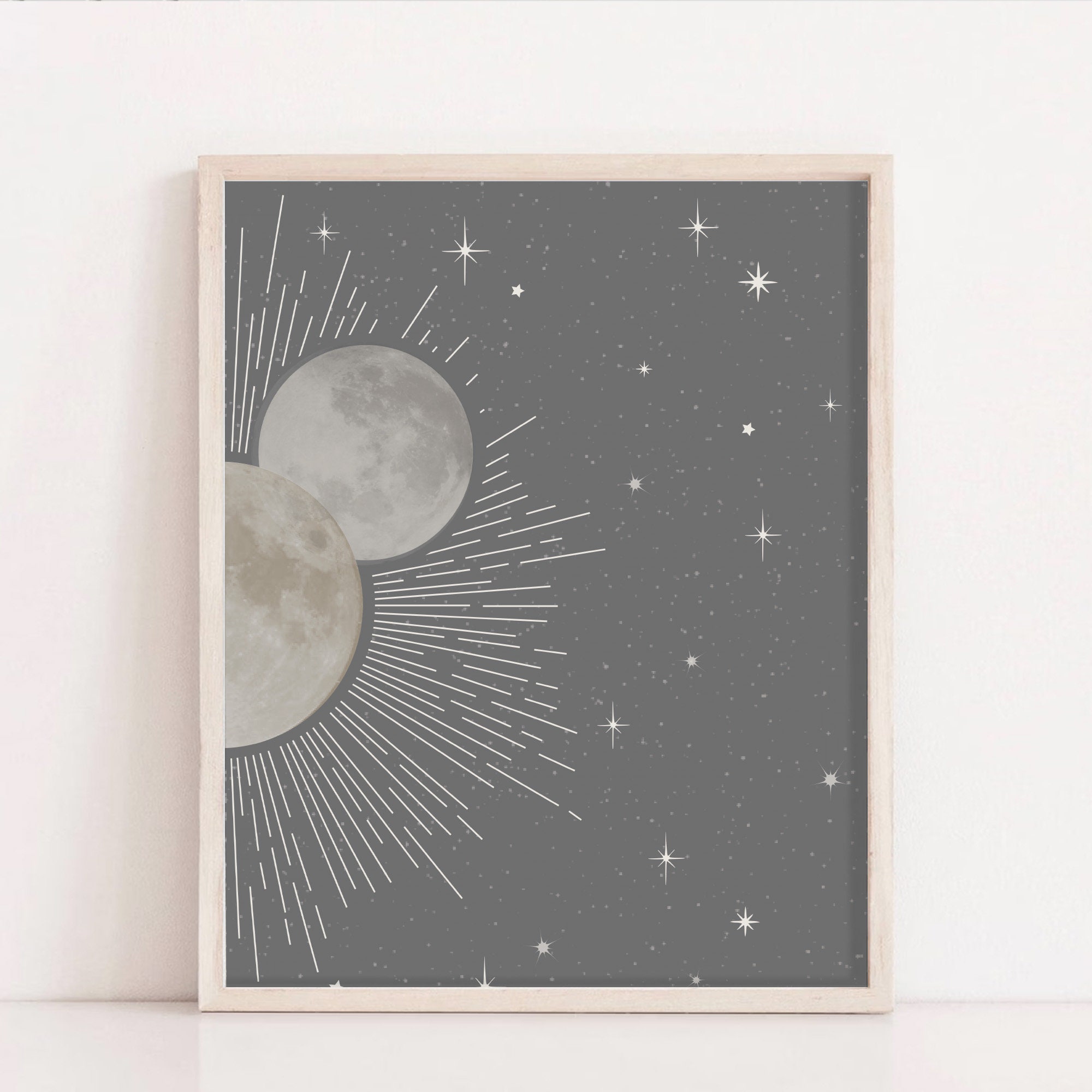 Mickey Mouse Sun Moon Stars Boho Wall Art Set of 2 Celestial - Etsy