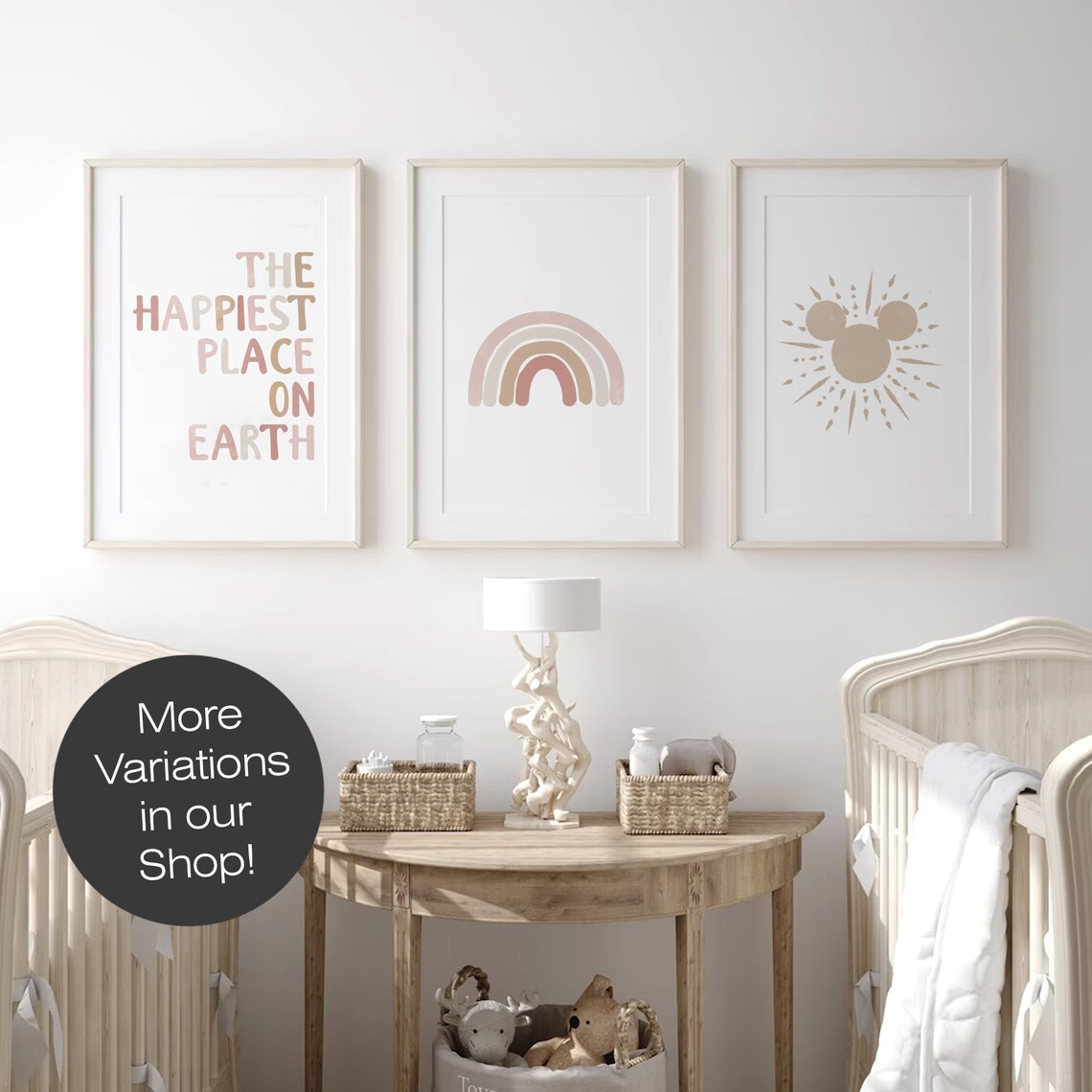 Mickey Neutral Rainbow Wall Art Set of 3 Prints Dreams Come - Etsy