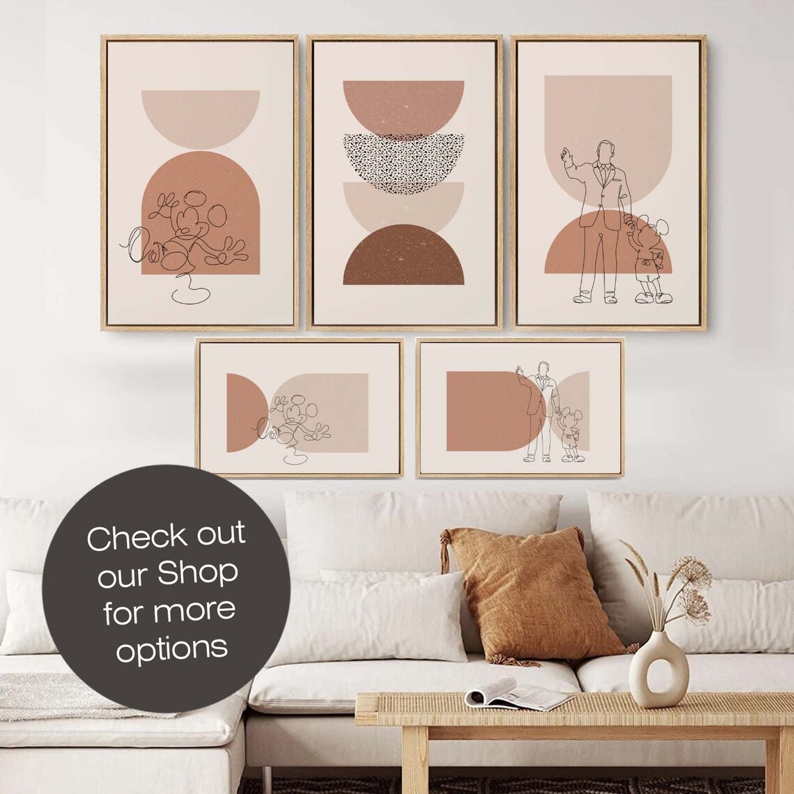 Mickey Neutral Rainbow Wall Art Set of 3 Prints Dreams Come - Etsy