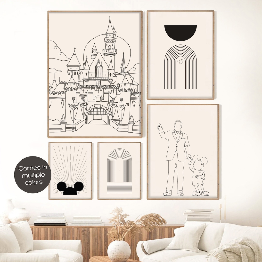 Adisneyland Gallery Set of 5, Castle Wall Art Abstract Boho Art Print ...