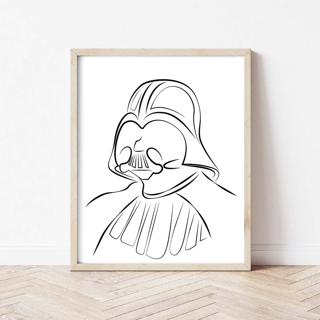 Darth Vader Star Wars Line Art Star Wars Nursery Art Boys - Etsy UK