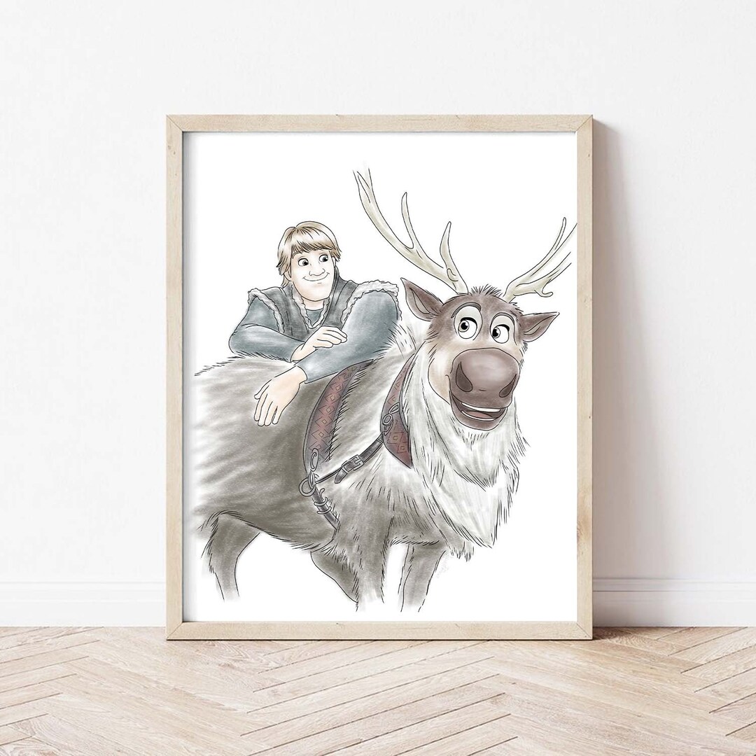 Kristoff and Sven Frozen Art Print, Frozen 2 Art, Princess Art Print ...