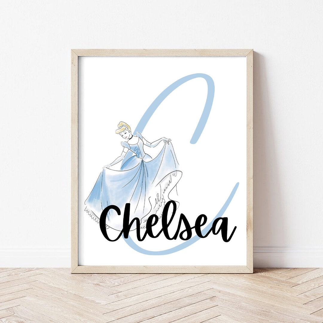 Custom Princess Cinderella Name Art Print Personalized Girls - Etsy