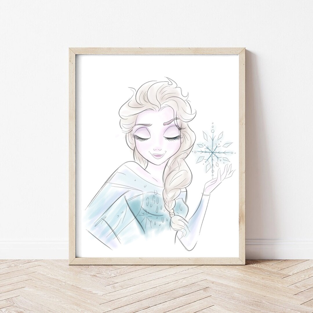 Elsa Ice Princess Watercolor Art, Princess Frozen Art, Princess Art ...
